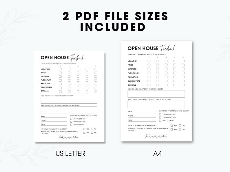 Open House Feedback Form Printable, Editable Canva Template, Real ...