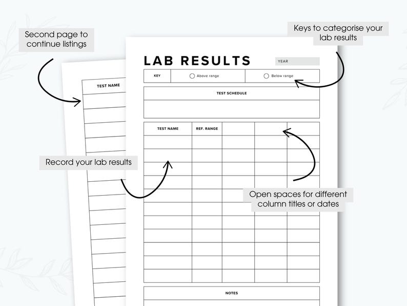 Lab Results Tracker Fillable Printable PDF, Symptom Tracker, Tracker ...