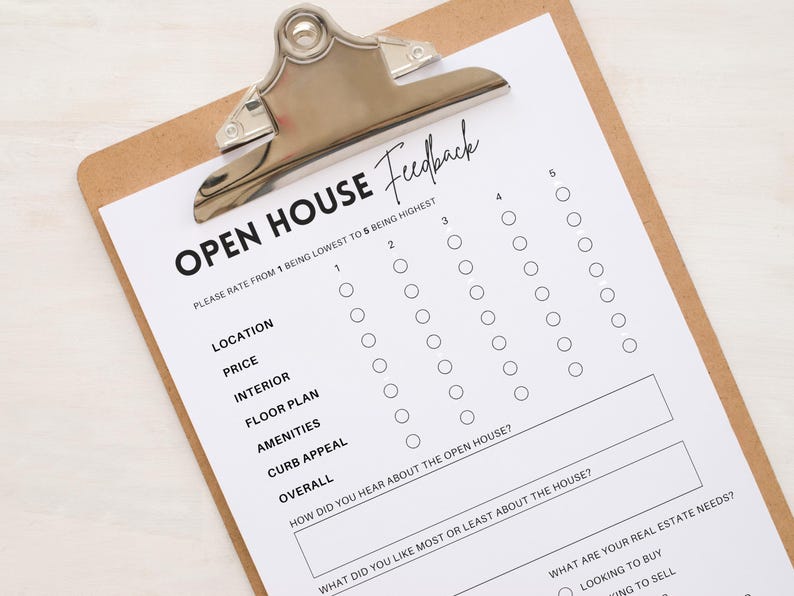 Open House Feedback Form Printable, Editable Canva Template, Real ...