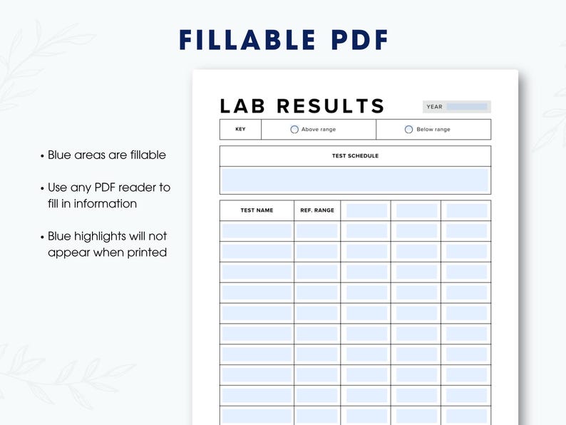 Lab Results Tracker Fillable Printable PDF, Symptom Tracker, Tracker ...