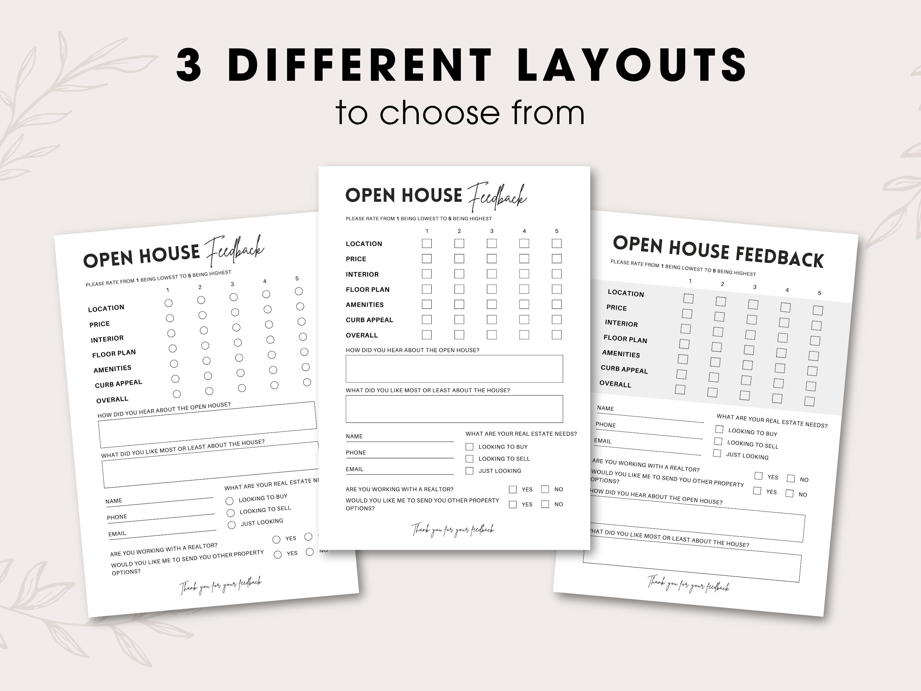 Open House Feedback Form Printable, Editable Canva Template, Real ...