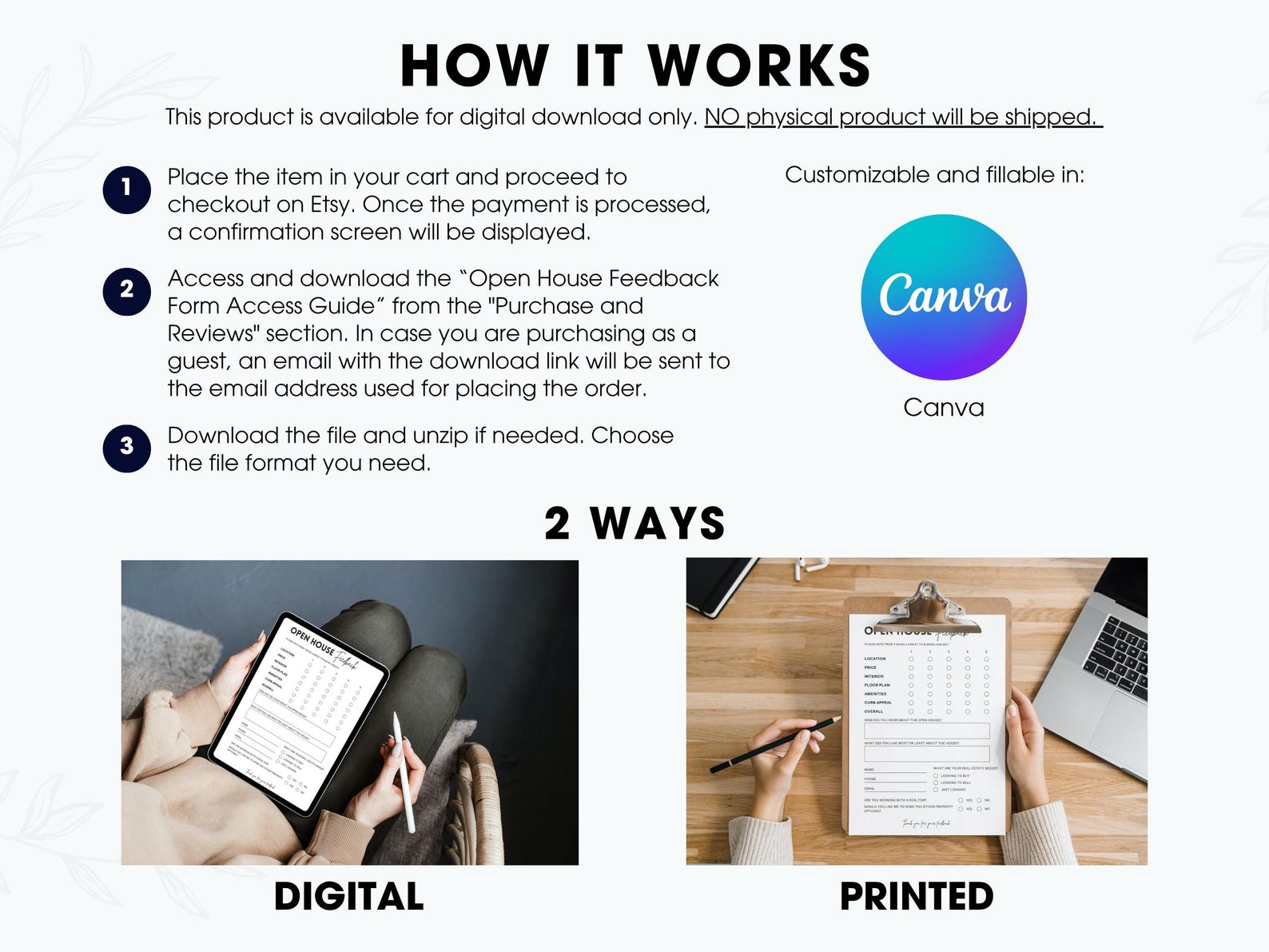 Open House Feedback Form Printable, Editable Canva Template, Real ...