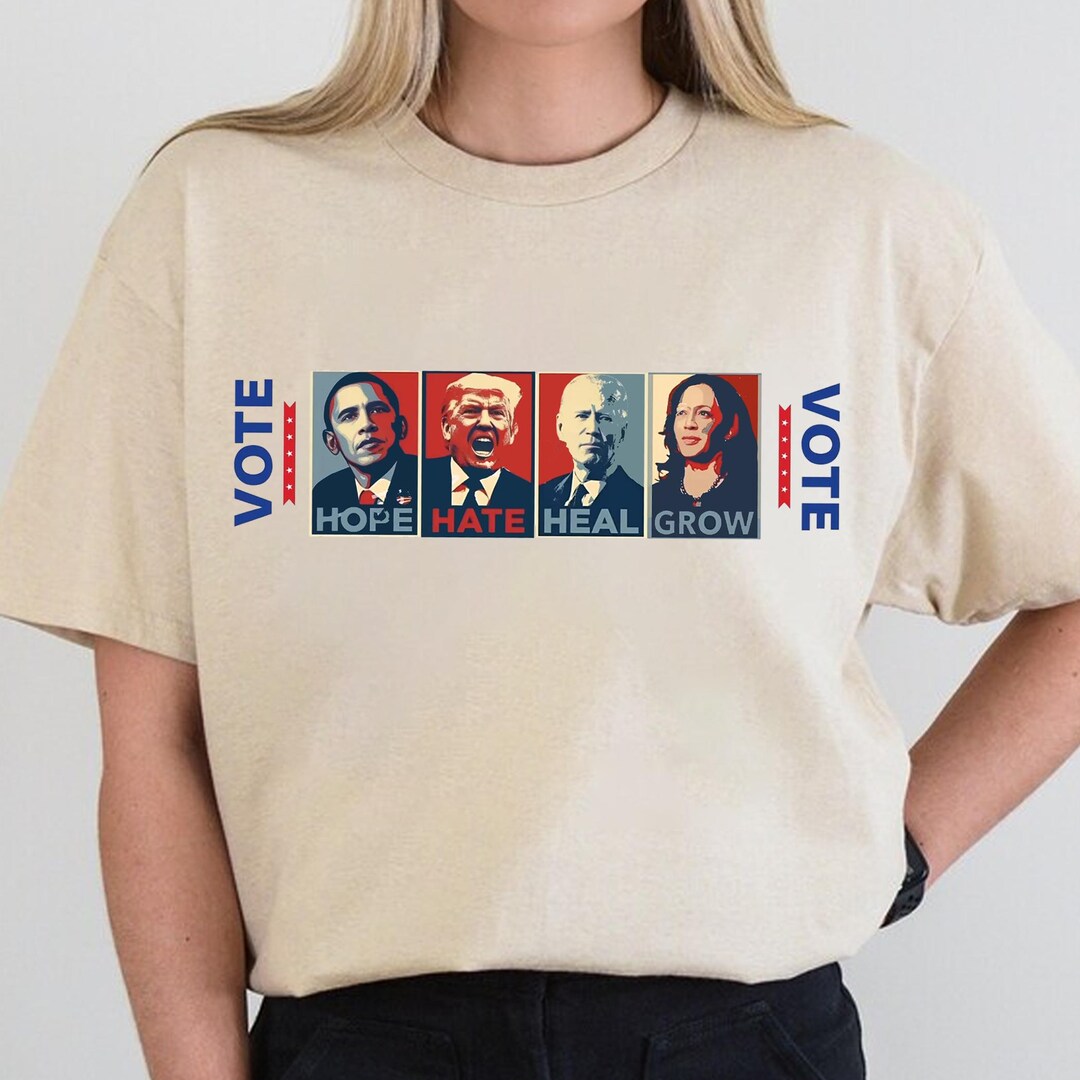 Hope Hate Heal Grow, Kamala Harris Support Shirt, 2024 American ...