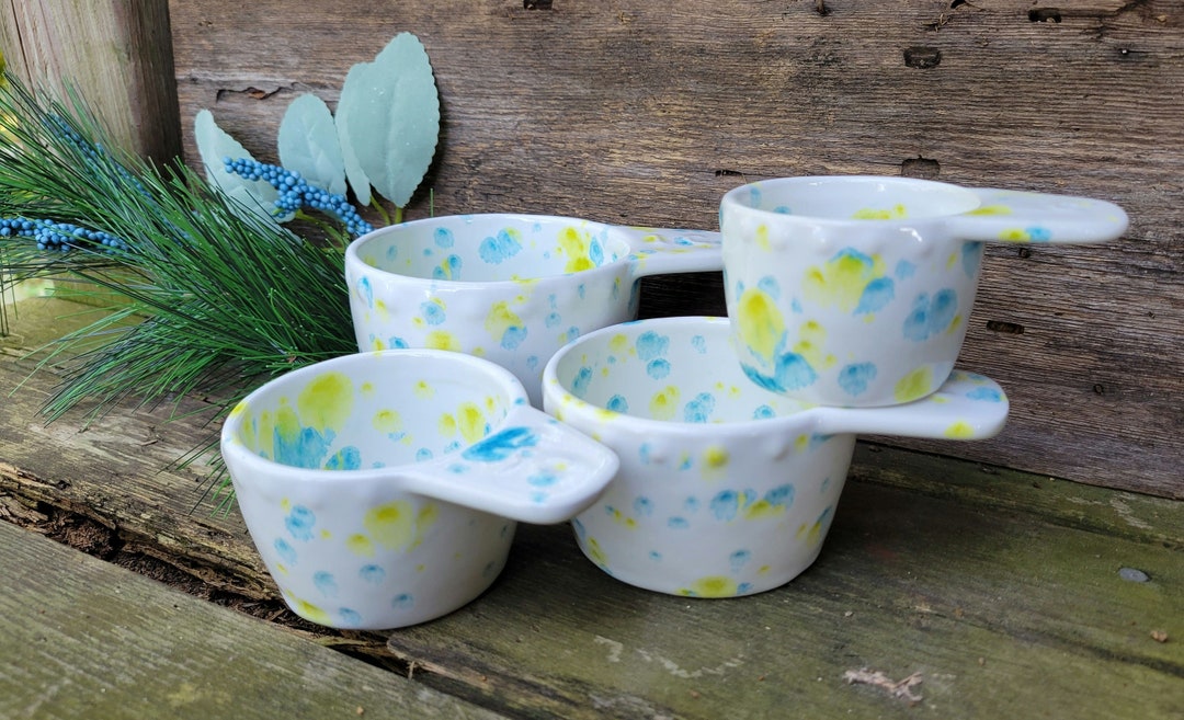Pottery Measuring Cup Set, Stacking Ceramic Measuring Cups, Nested ...