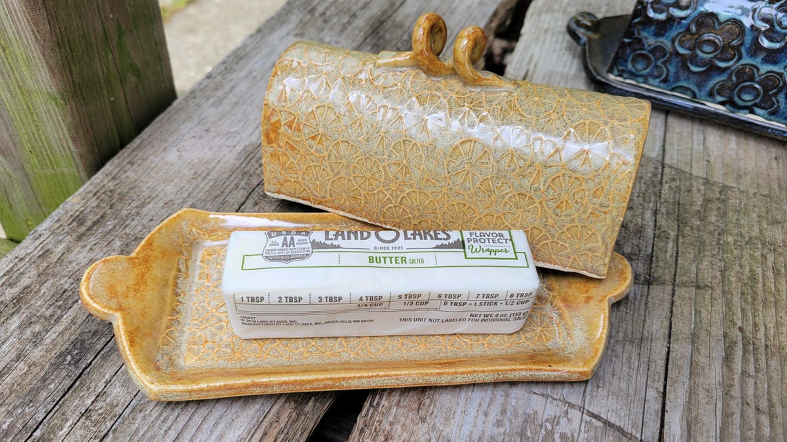Hand Built Stoneware Butter Dish, Covered Ceramic Pottery - Etsy
