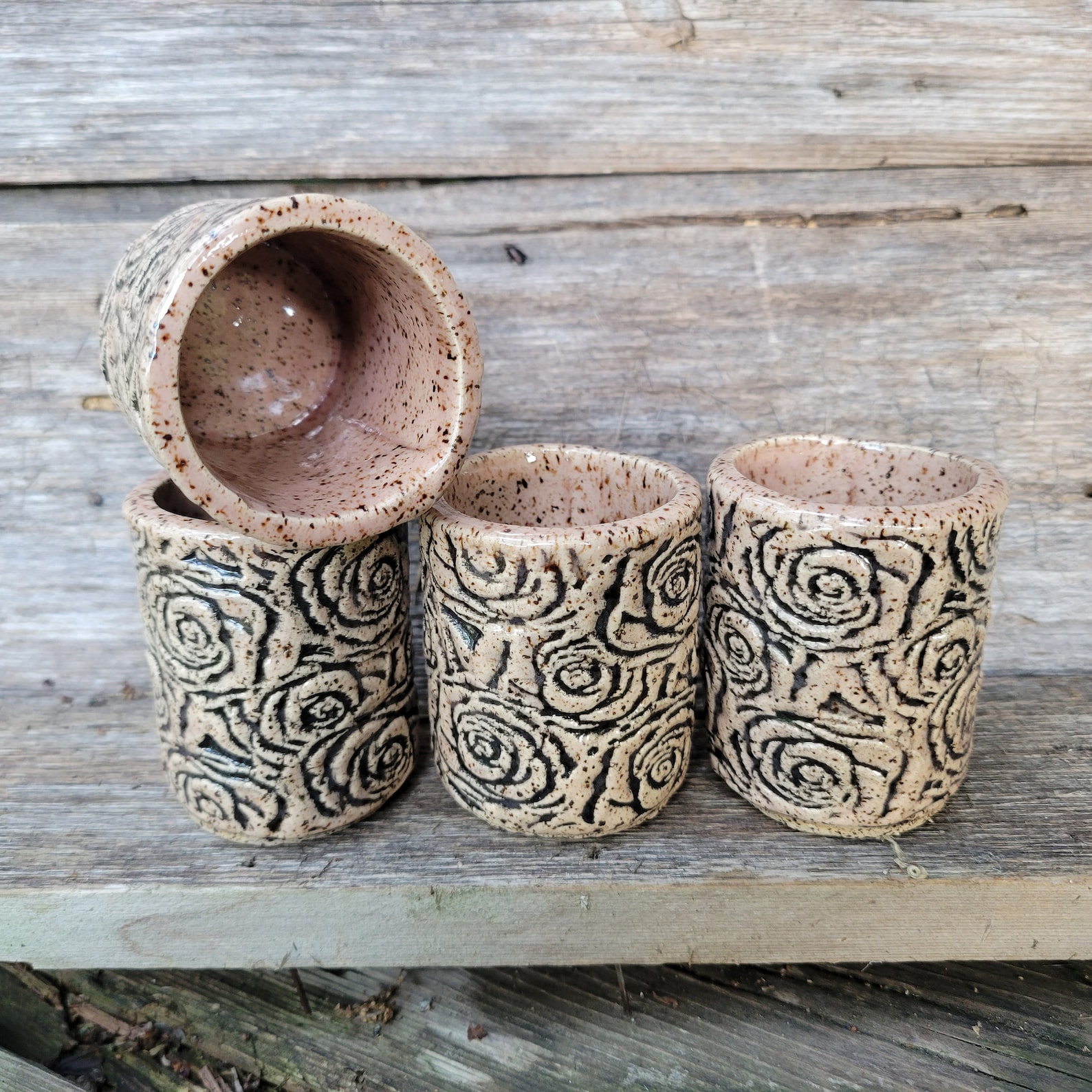 Pottery Shot Glass: Handmade Sipping Cup With Rose Design - Etsy