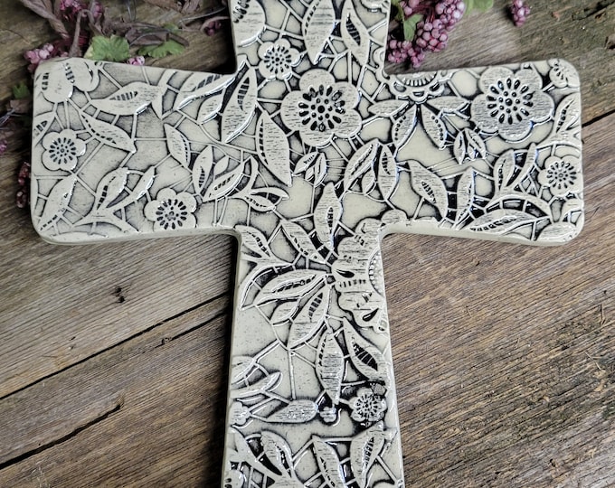 Hand-built Pottery Cross, Christmas Cross, Ceramic Easter Cross ...