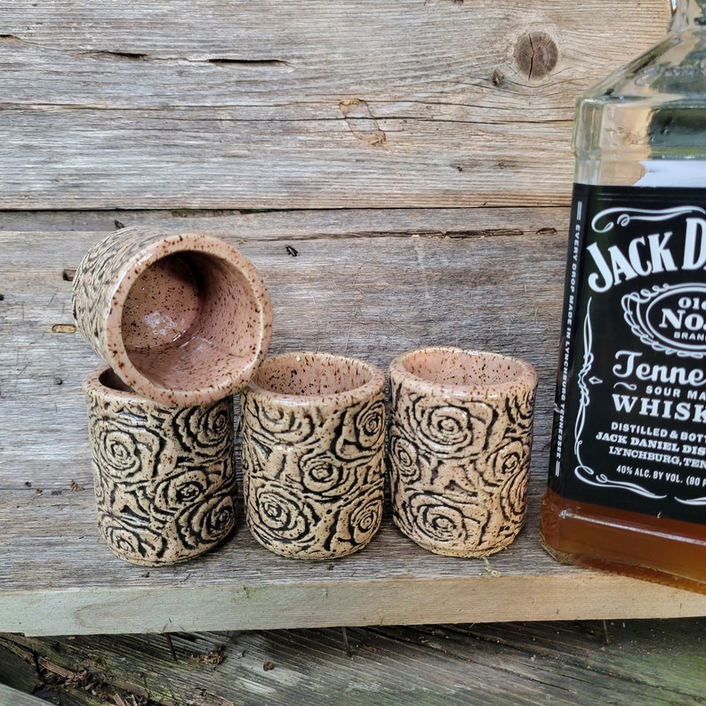 Pottery Shot Glass: Handmade Sipping Cup With Rose Design - Etsy