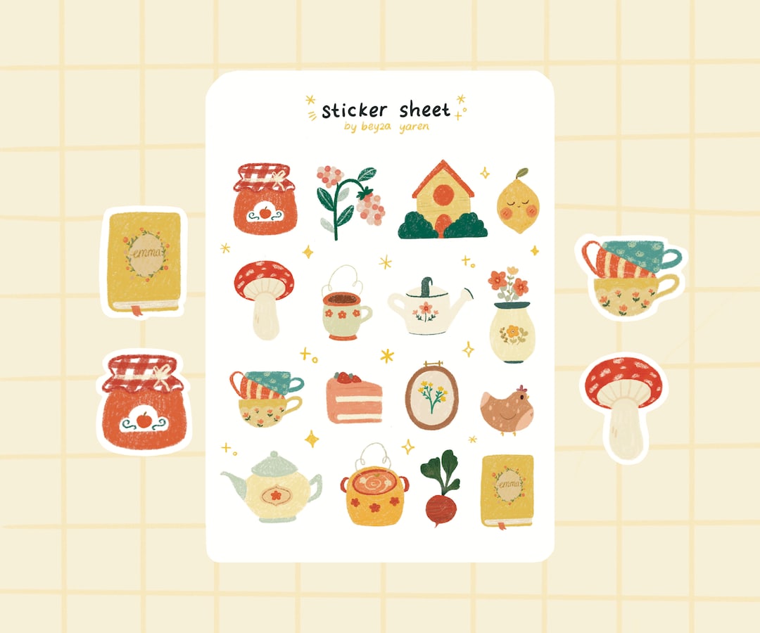Cottagecore Sticker Sheet Spring Stickers, Cute Stickers, Planner ...