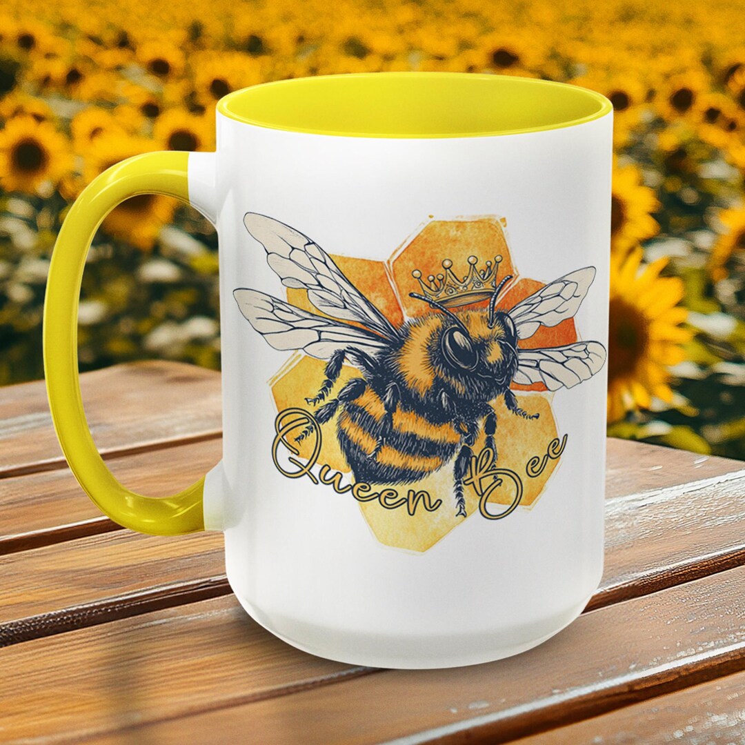 Queen Bee Design Mug - Queen Bee Crown Coffee Cup - Bee Mug for Bee ...