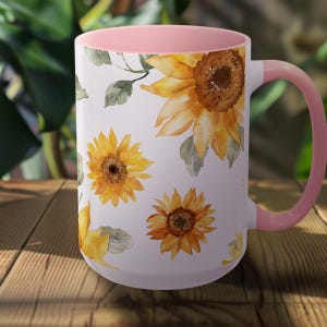Sunflower Mug, Sunflower Lover Gift, Sunflower Coffee Mug, Sunflower ...