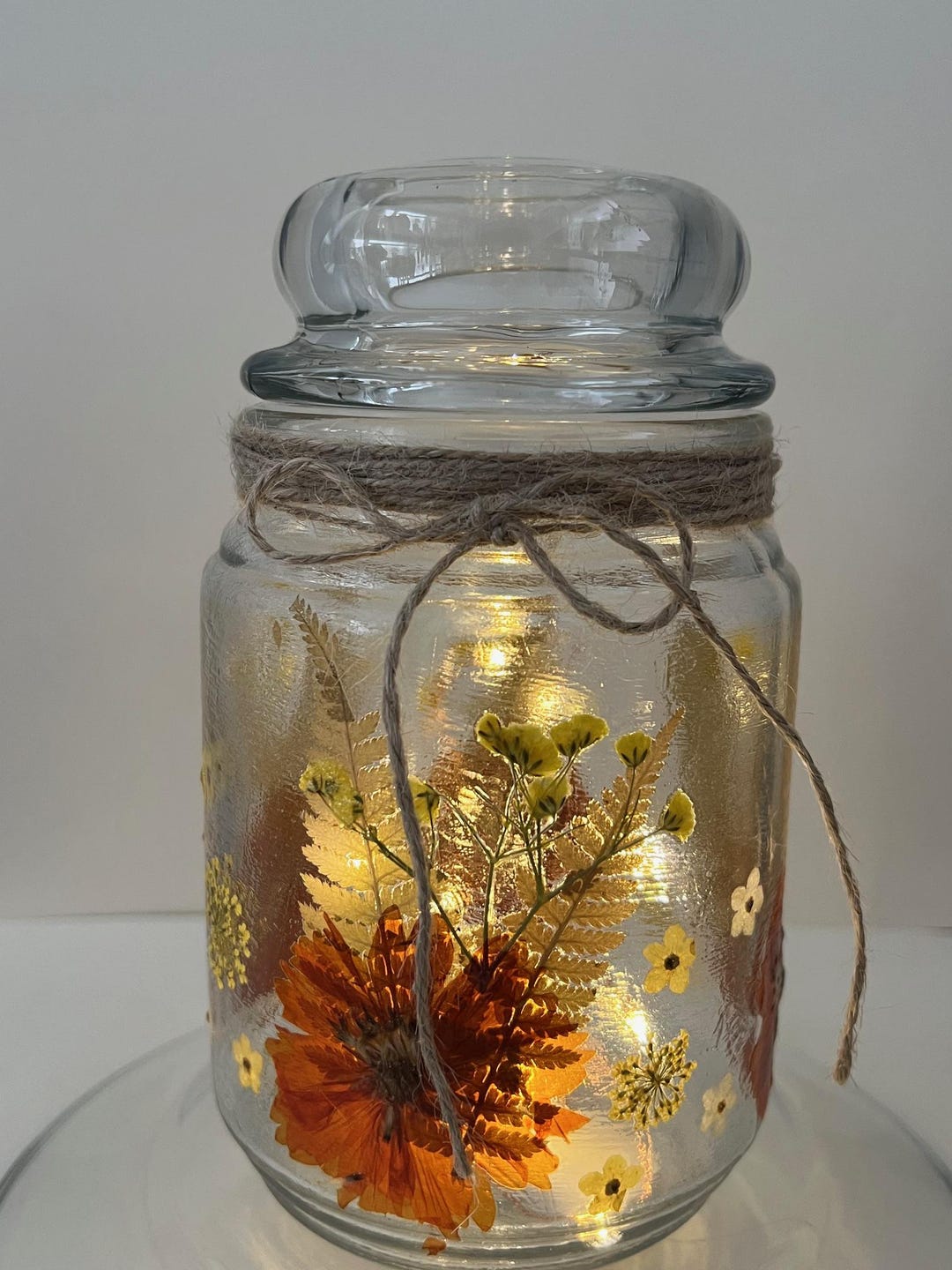 Dried Flower Jar With Dome Lid Lighted - Etsy
