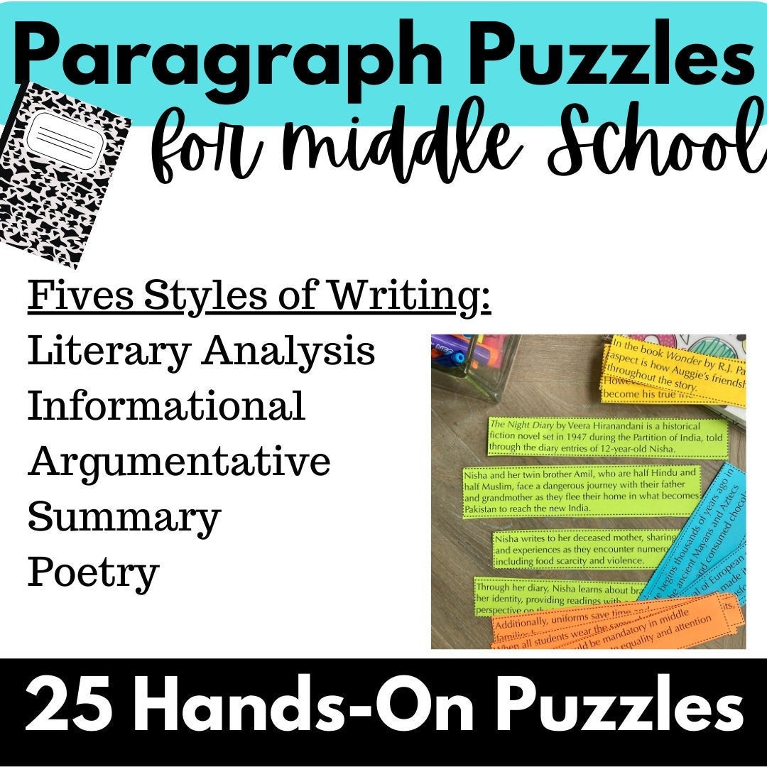 Paragraph Writing & Structure Puzzles for Middle School - Paragraph ...