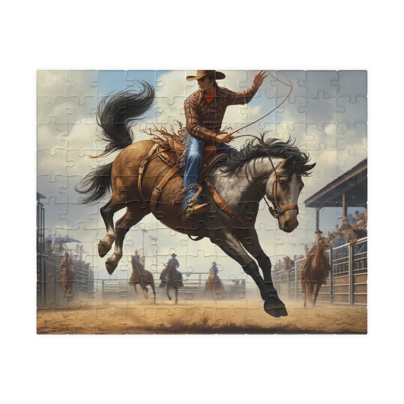 Rodeo Cowboy on a Horse Puzzle - Etsy