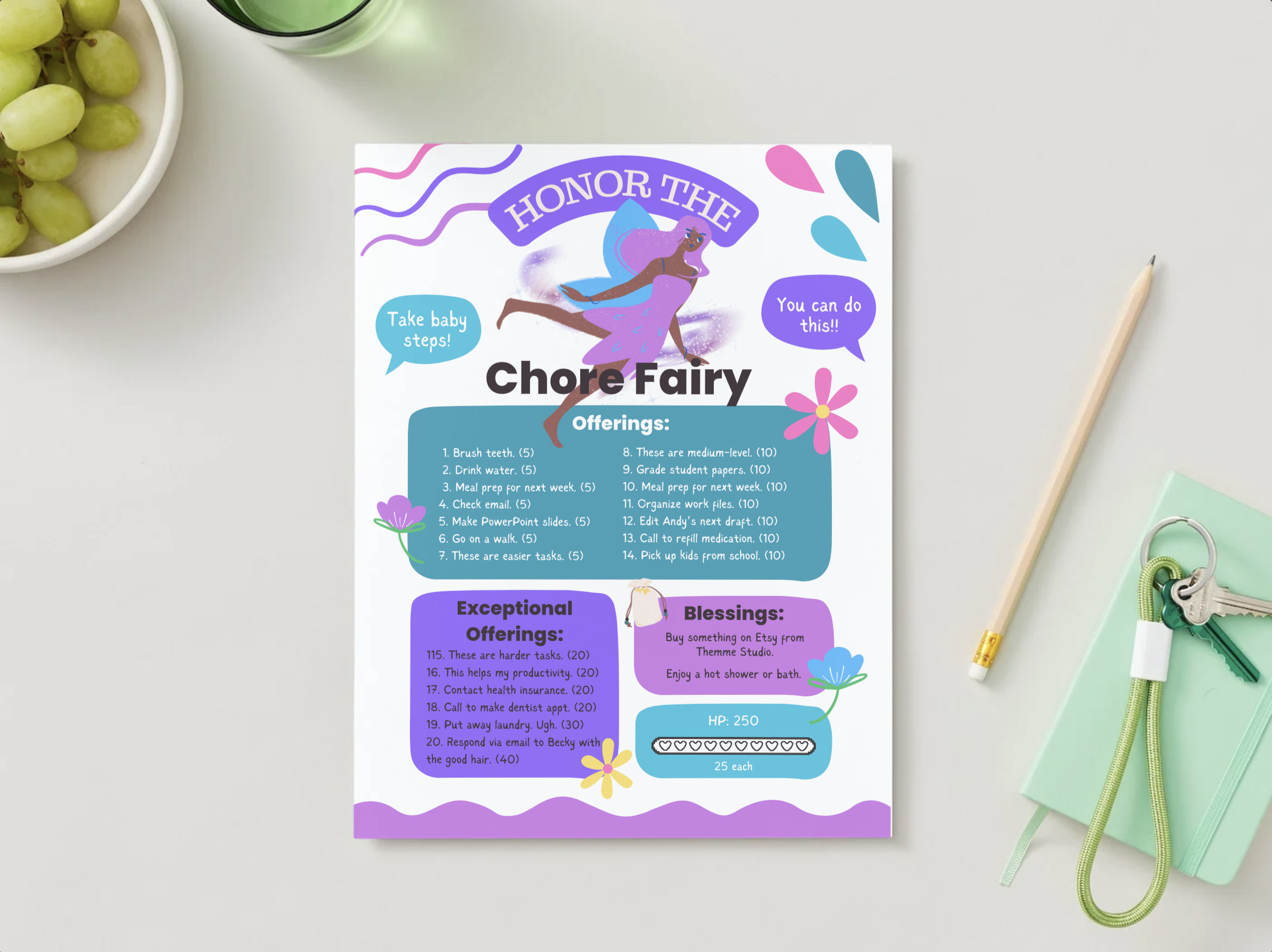 Gamified Task List, Tracker, Printable, Editable, Dnd, To-do, ADHD ...