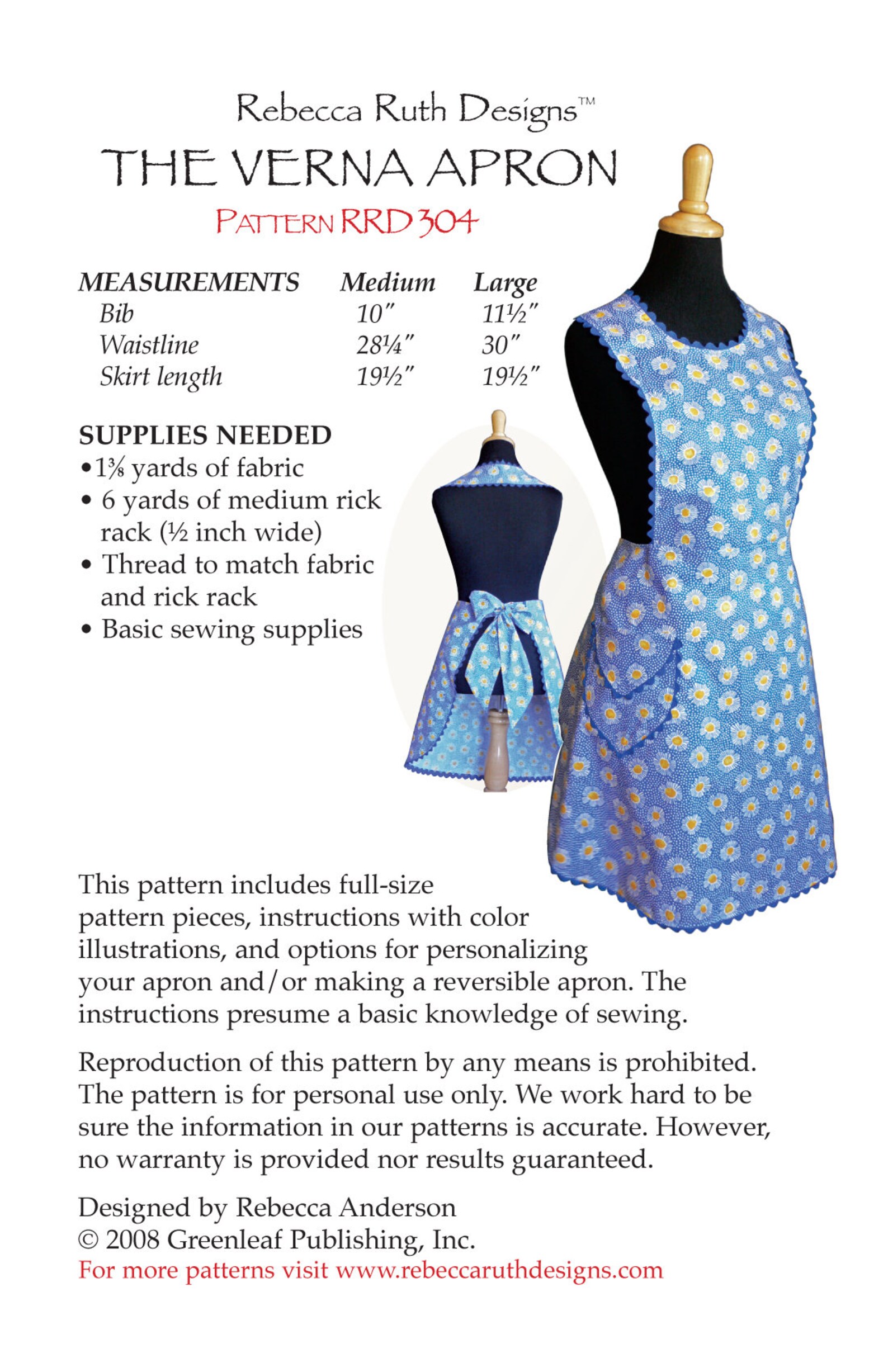 Verna Apron Sewing Pattern - Etsy