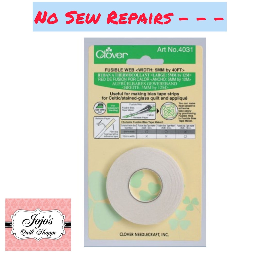 Clover 5mm (.20”inch) 2 Two-sided Adhesive for Cuffs Hems, Trims, Belts ...