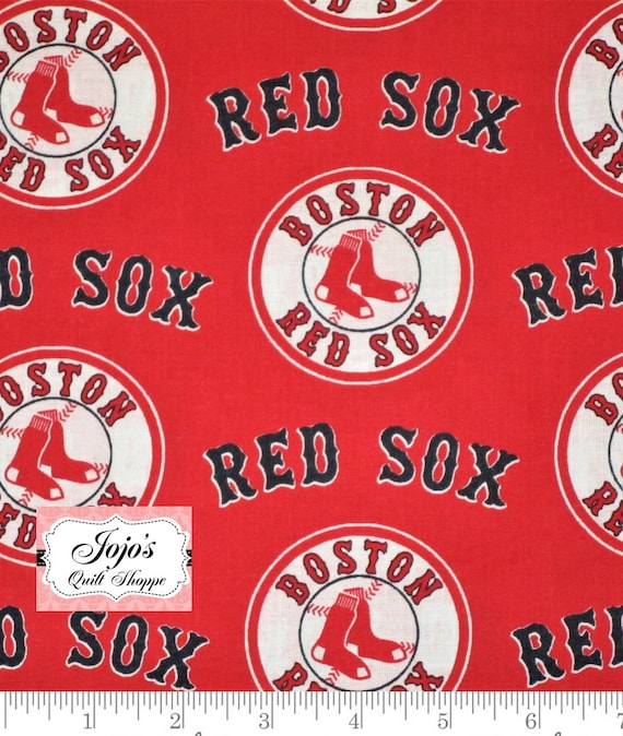 Boston Red Sox Fabric MLB Boston Red Sox On Red Allover | Etsy