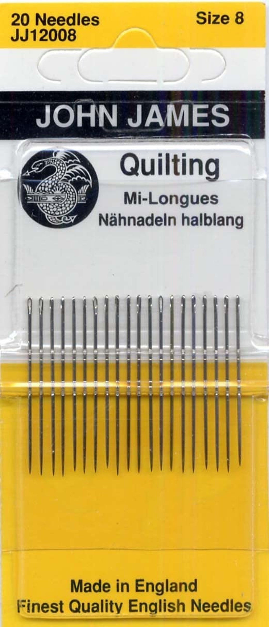 Hand Sewing, 12 Quilting Needles , Betweens Hand Needles Sz 8 #JJ120 08 ...