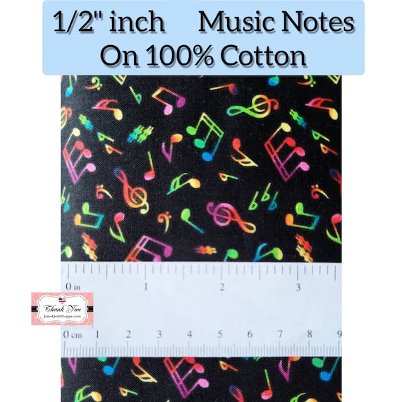 Ombre Music Notes Small Print Rainbow on Black 100% Cotton | Etsy