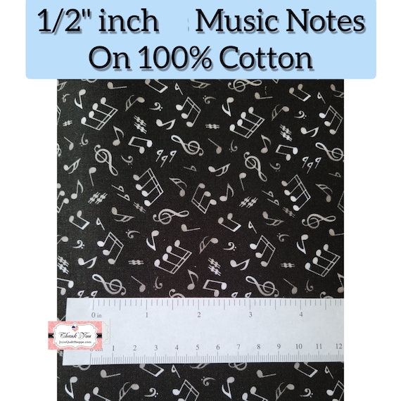 Ombre Music Notes Small Print White to Grey on Black 100% | Etsy