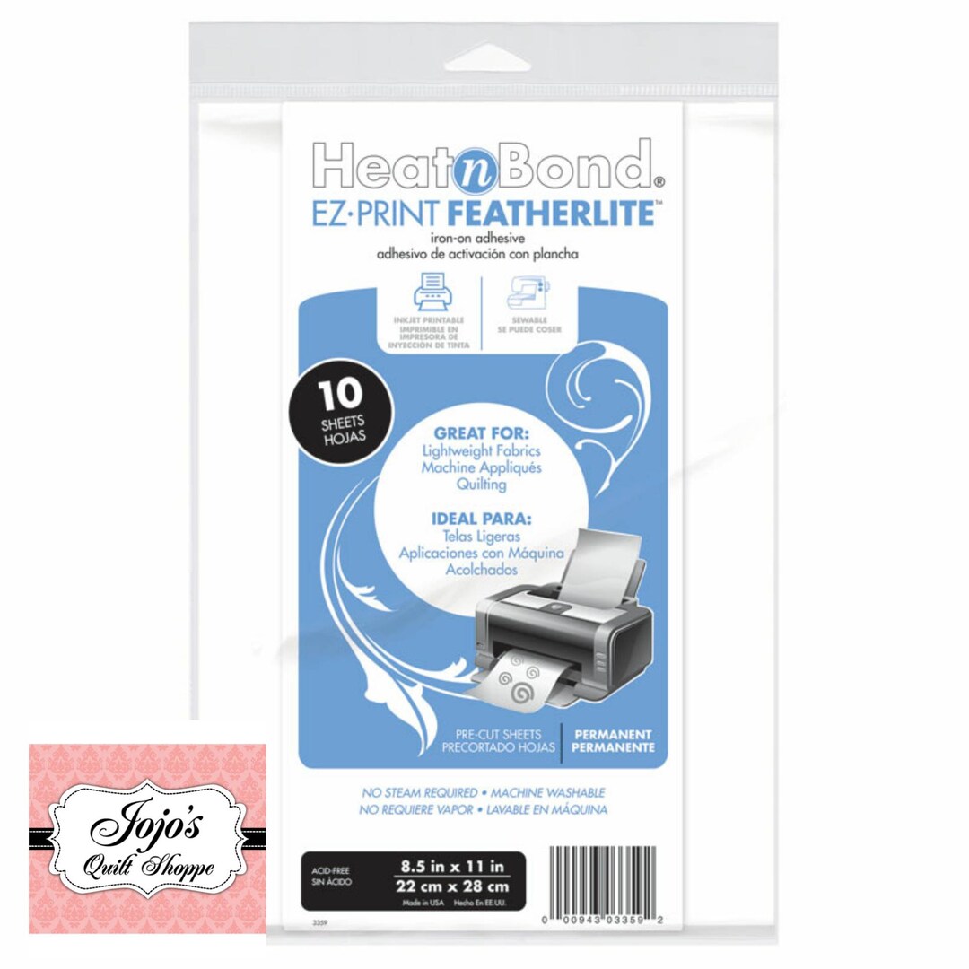 Heat and Bond EZ Print Ironon, Featherlite, Inkjet Print on 8.5" In. X ...