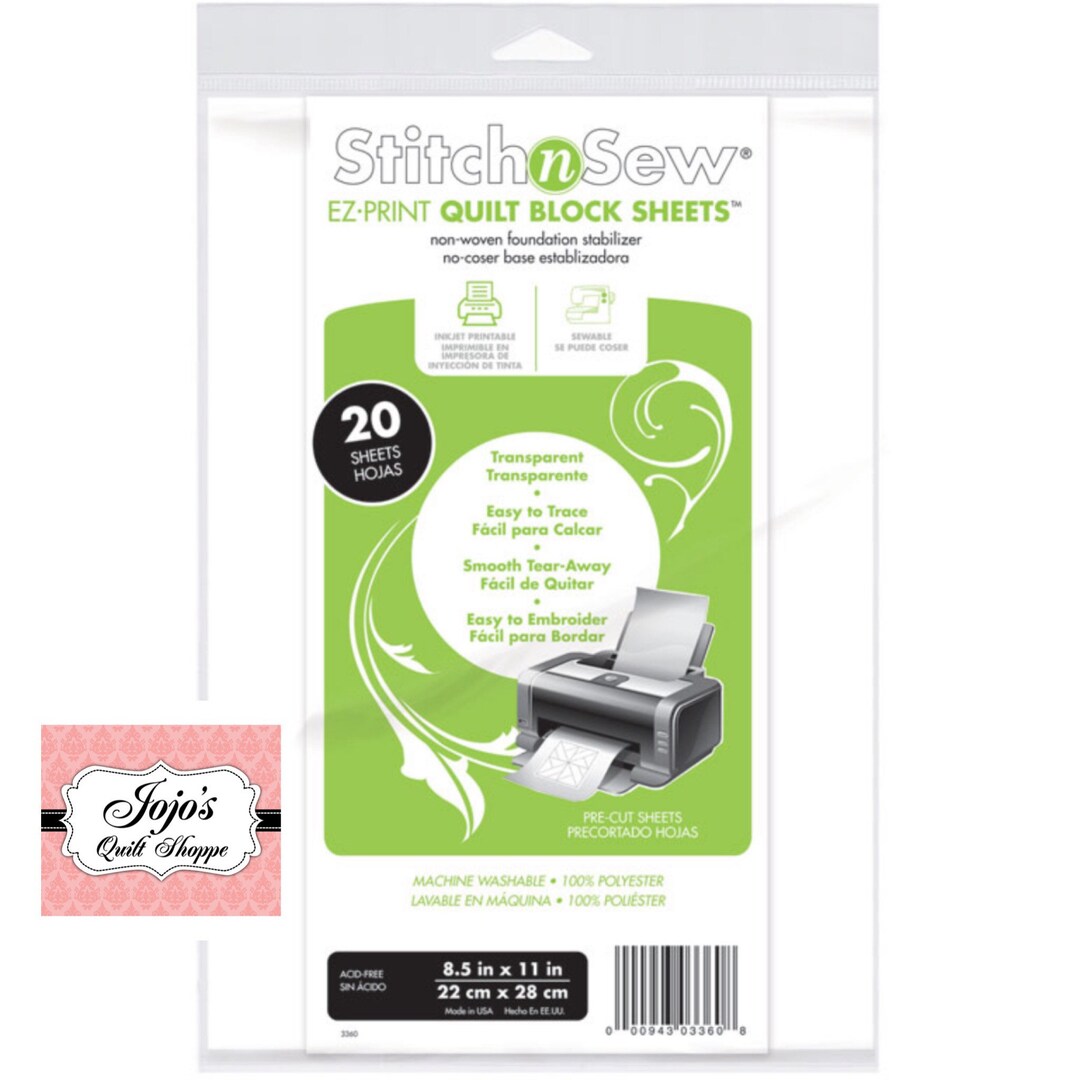 Stitchnsew EZ Quilt Block Sheets • 8.5 Inch X 11 Inch Sheets, Stitch ...