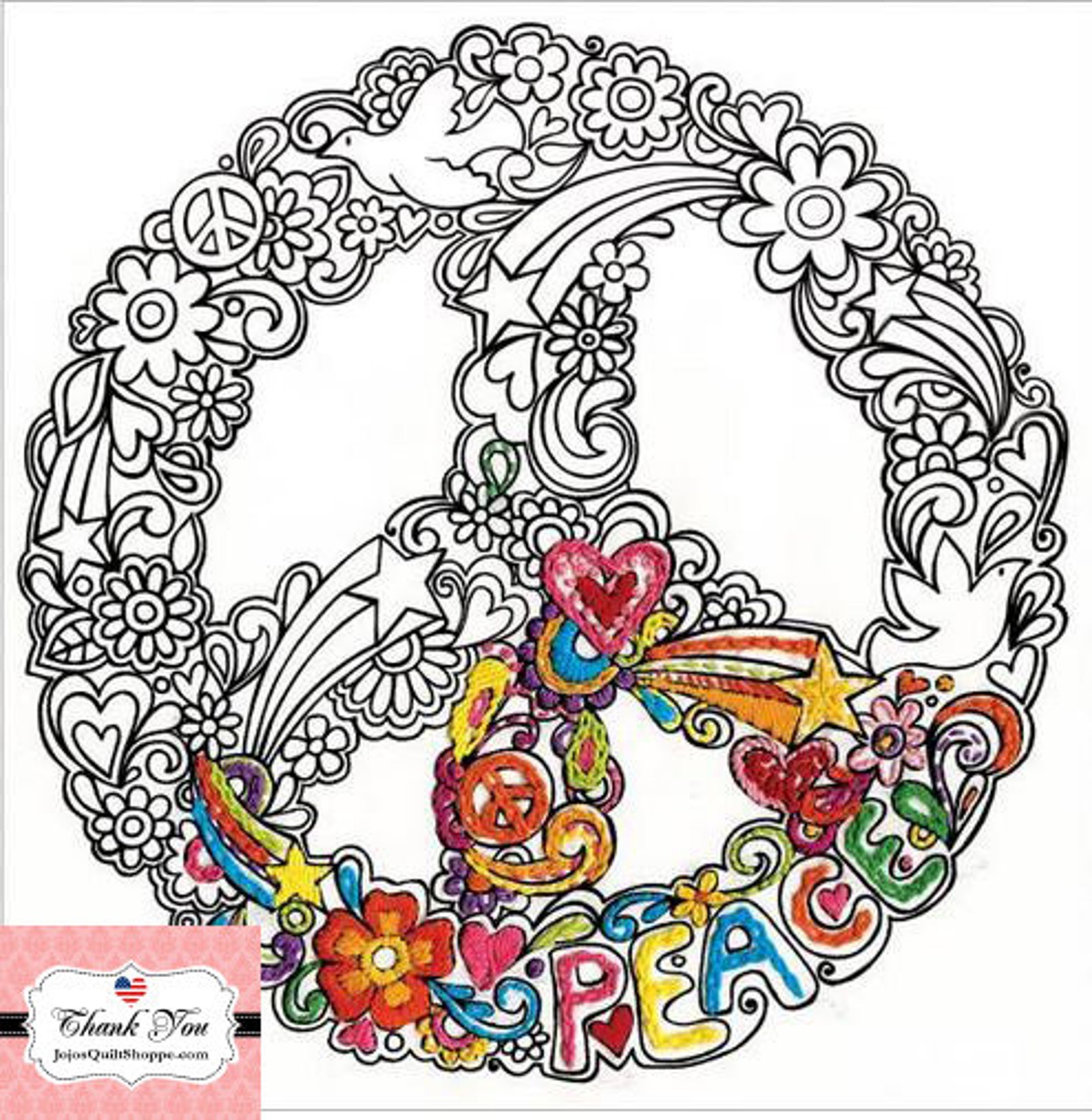 Peace, Design Works/zenbroidery DIY Easy Stamped Embroidery Kit 10"x10 ...