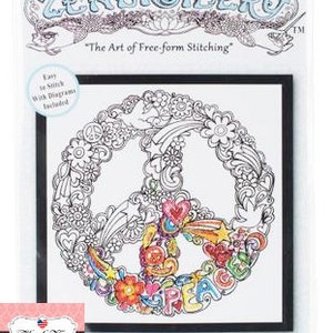 Peace, Design Works/zenbroidery DIY Easy Stamped Embroidery Kit 10"x10 ...
