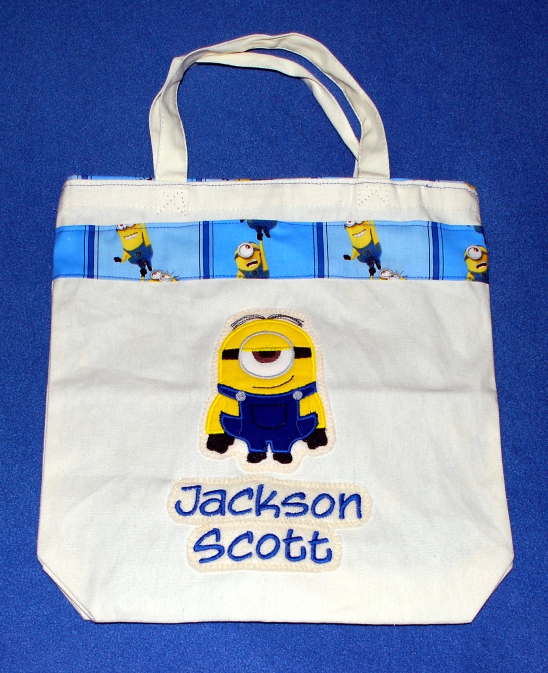 Child Cute Minion Themed Personalized Canvas Tote Bag, Fully Lined - Etsy