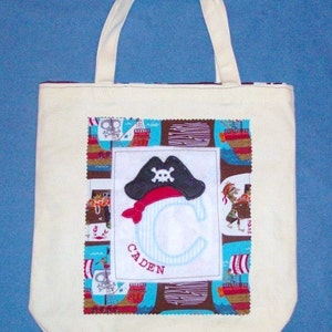 Child Pirate Themed Monogram Personalized Canvas Tote Bag - Etsy
