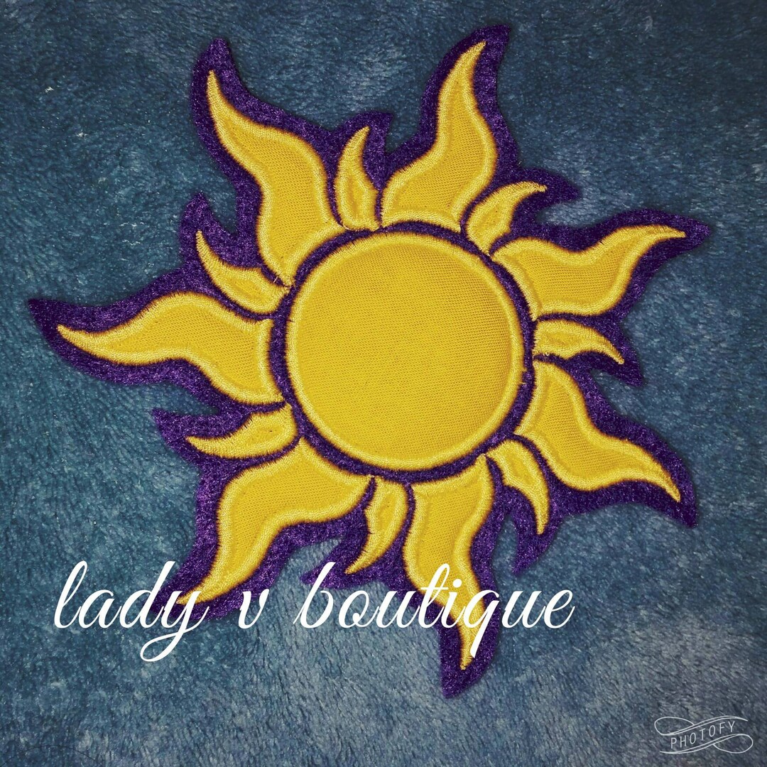 Custom Handmade Princess Rapunzel Sun Fiery Rays Embroidered Applique ...
