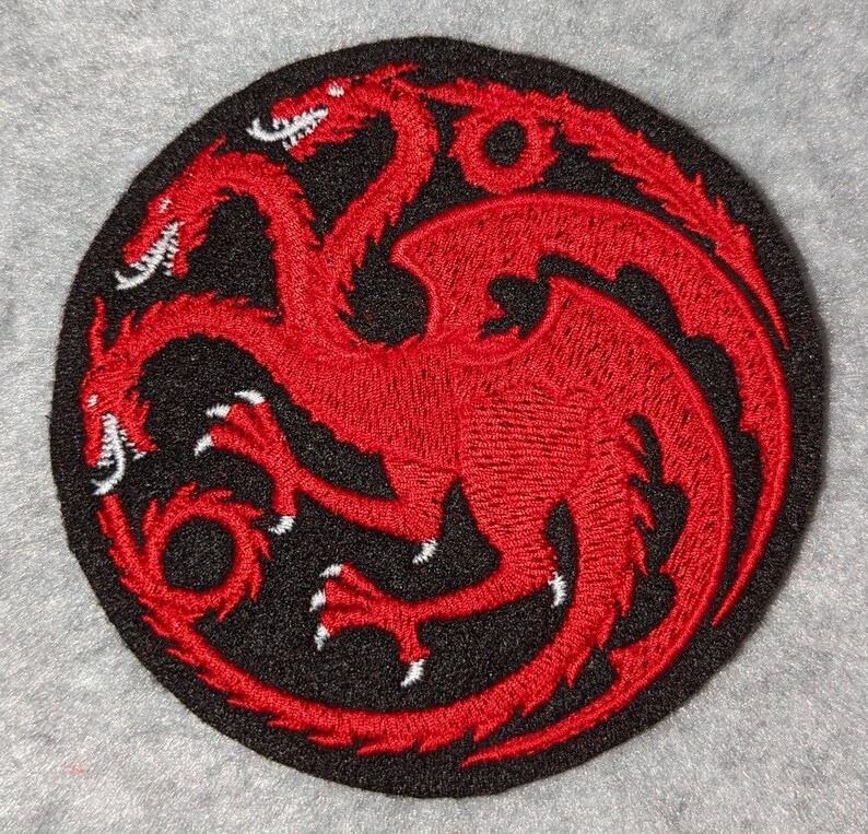 Custom Handmade Dragon Emblem Fill Stitch Embroidered Sew on Patch ...