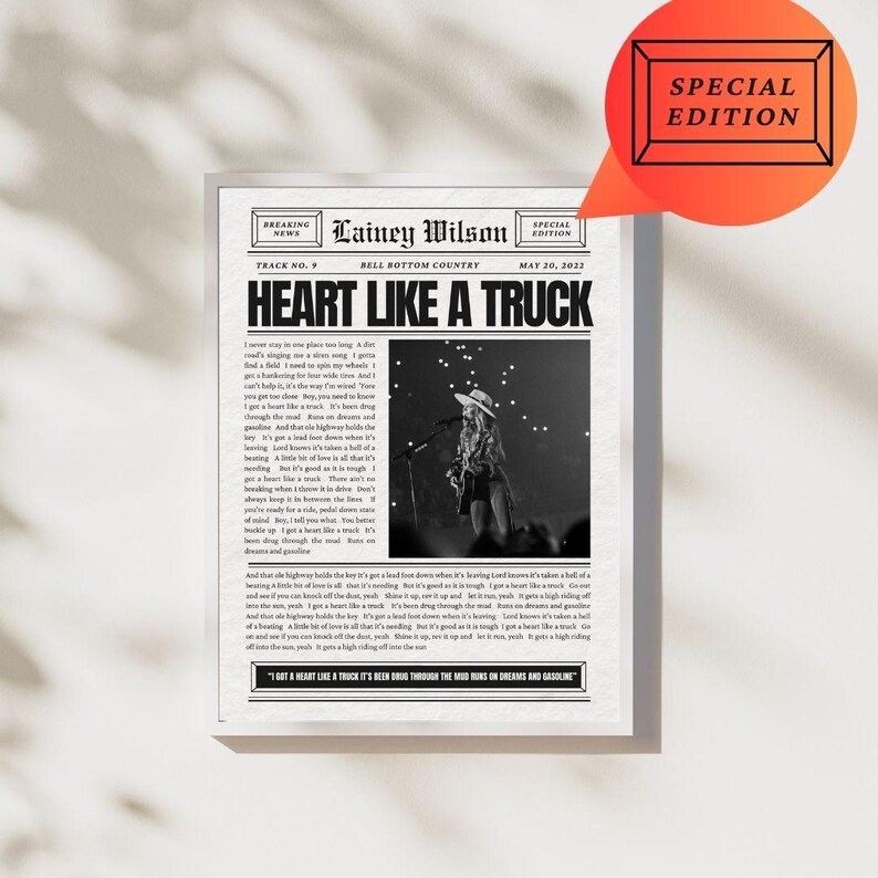 Vintage Lainey Wilson Poster - Rustic Country Music Art in Newspaper ...