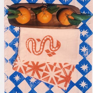 Hand Block Printed Table Runner. Diamond Spurs on Blush Pink. Boho ...