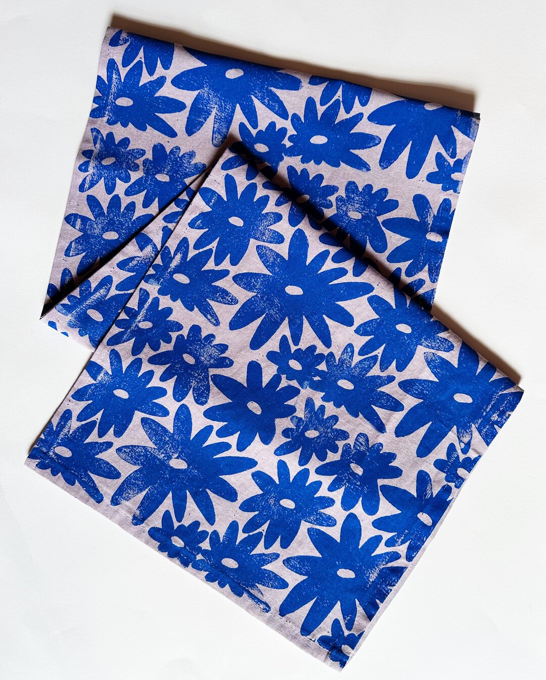 Hand Block Printed Table Runner. Floral Splat on Lavender. Boho Decor ...
