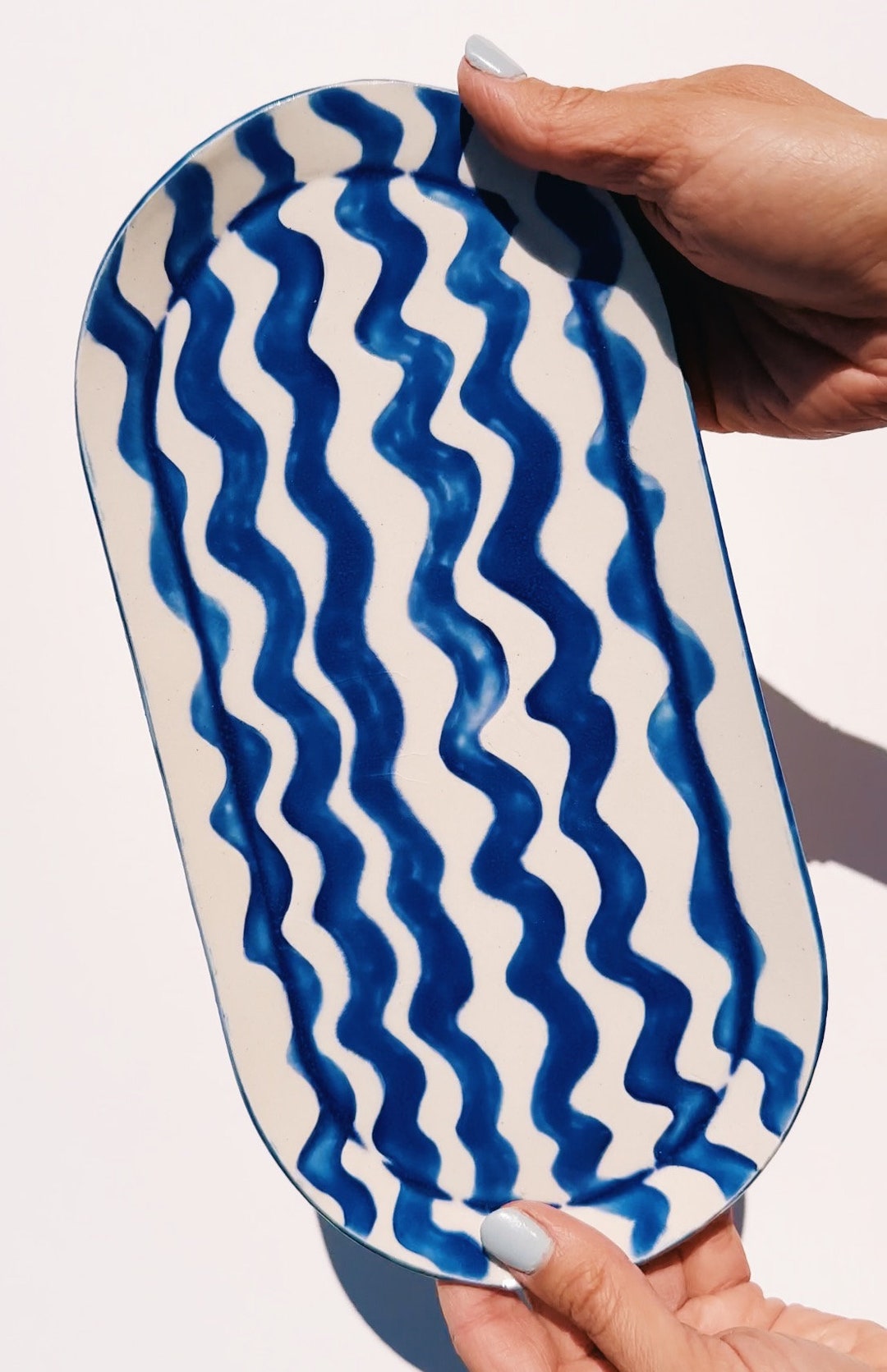 Ceramic Serving Plate. Waves 02. Cheese Board or Serving Dish. Glazed ...