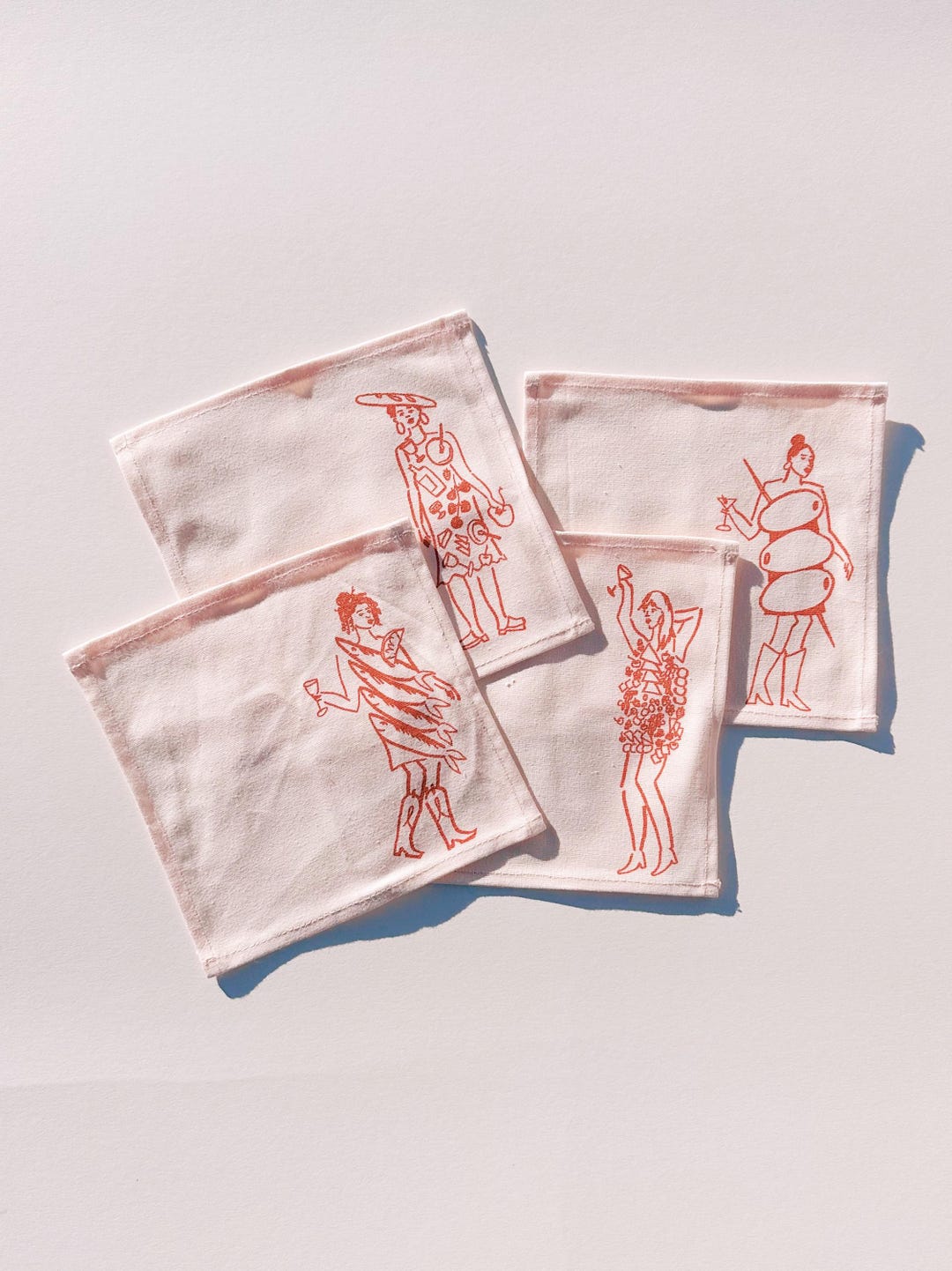 Phthalo Ruth X Julie Peach Cocktail Napkins. Dinner Party Girls ...