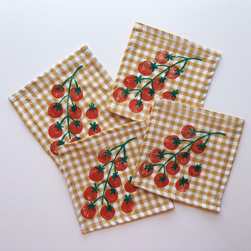Gingham Linen Coasters - Etsy