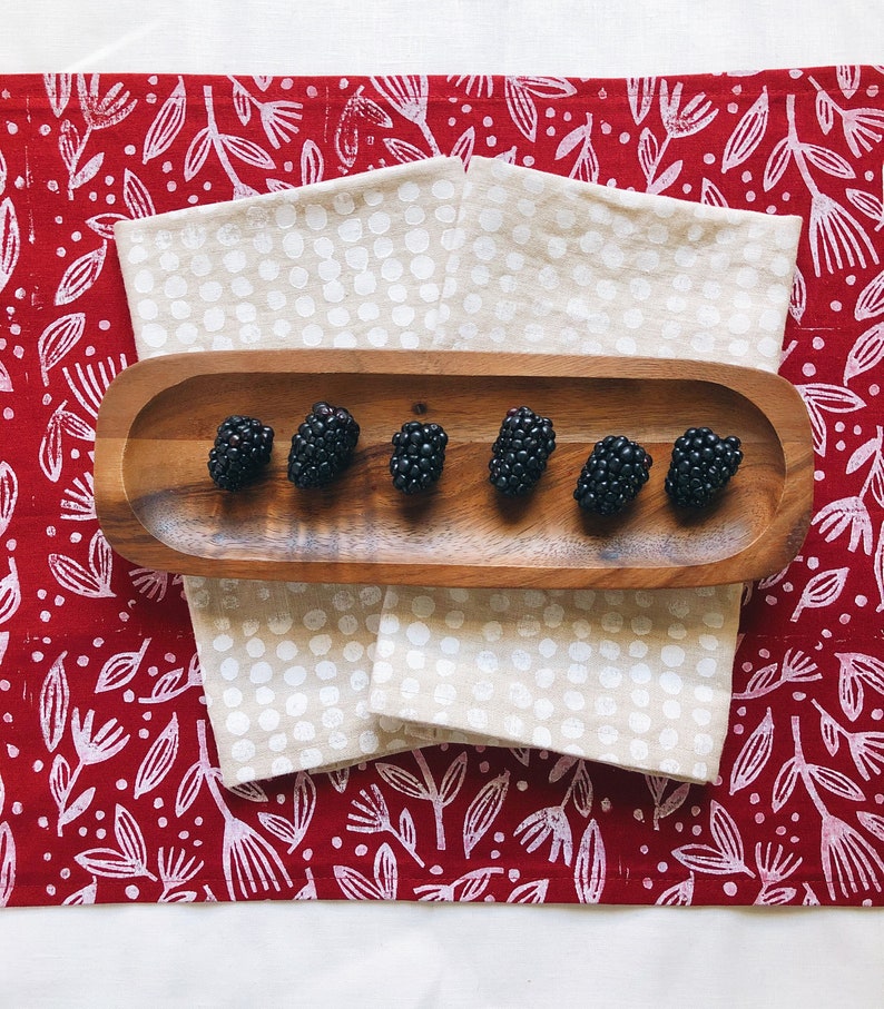 Berry Toss. Block Printed Linen Table Runner. Entertaining. Hostess ...