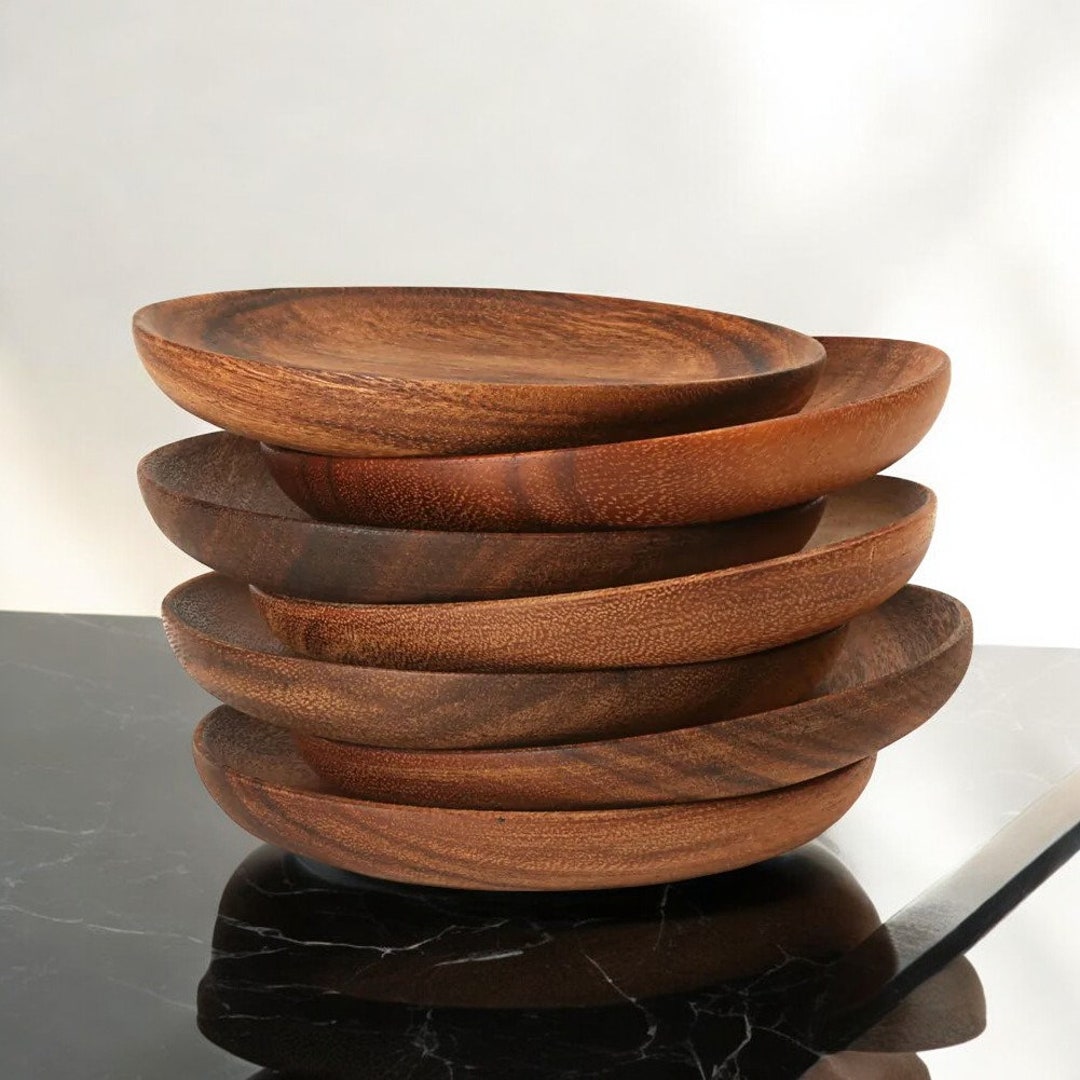 Japanese Round Wooden Plate, Handmade Wooden Plate, Japanese Wooden ...