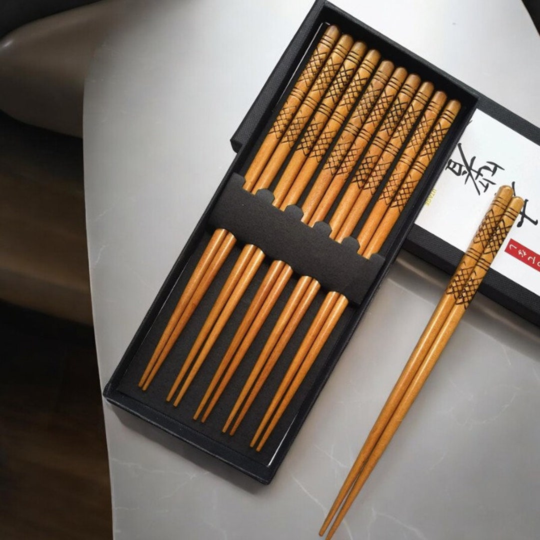 Japanese Wooden Chopsticks, 5 Pairs Japanese Sushi Chopsticks, Handmade ...