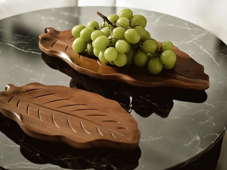 Chinese-style Leaf Shaped Wooden Tray, Chinese Wooden Tray, Leaf Shaped ...