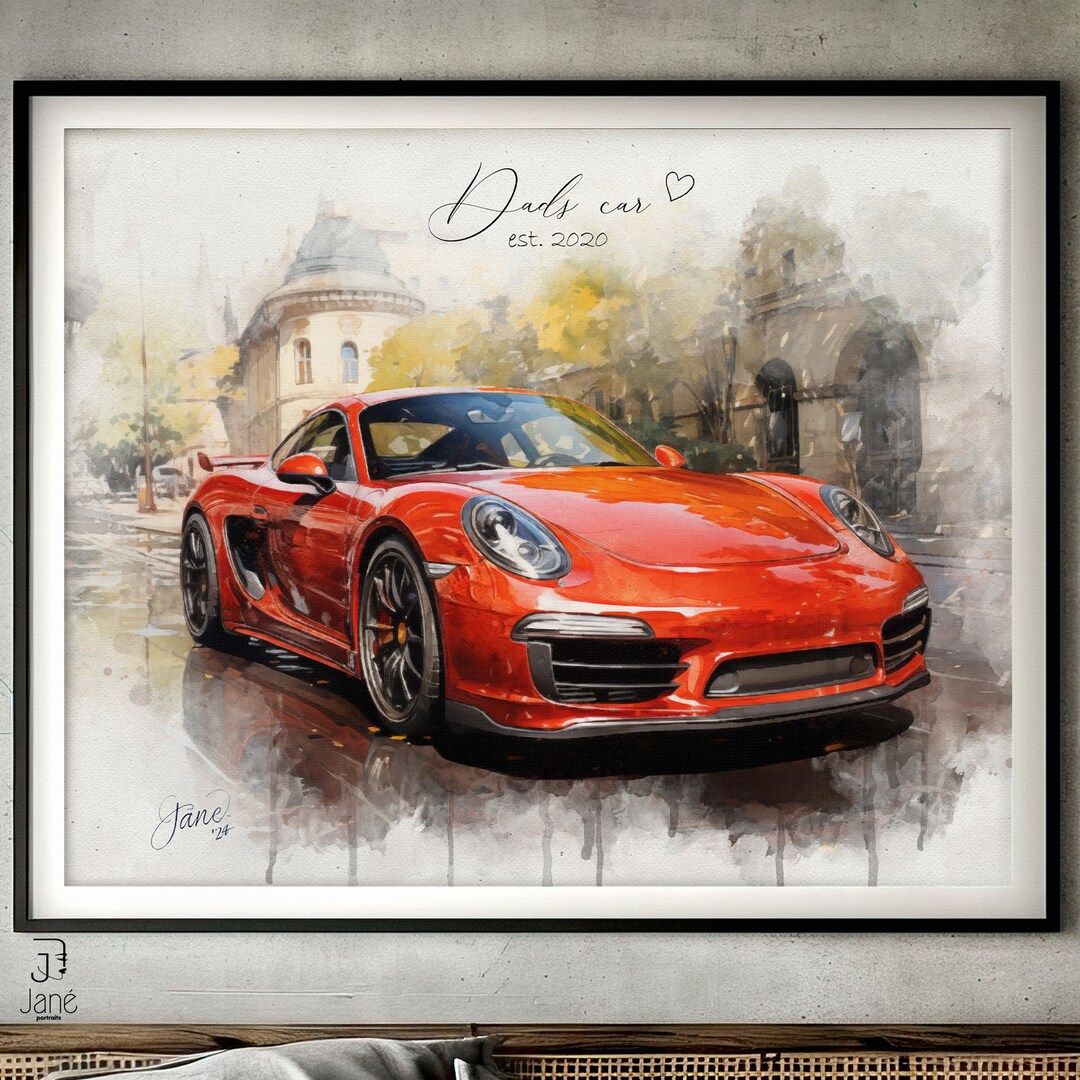 Custom Car Portrait, Sports Car Enthusiast Drawing, Perfect Fathers Day ...