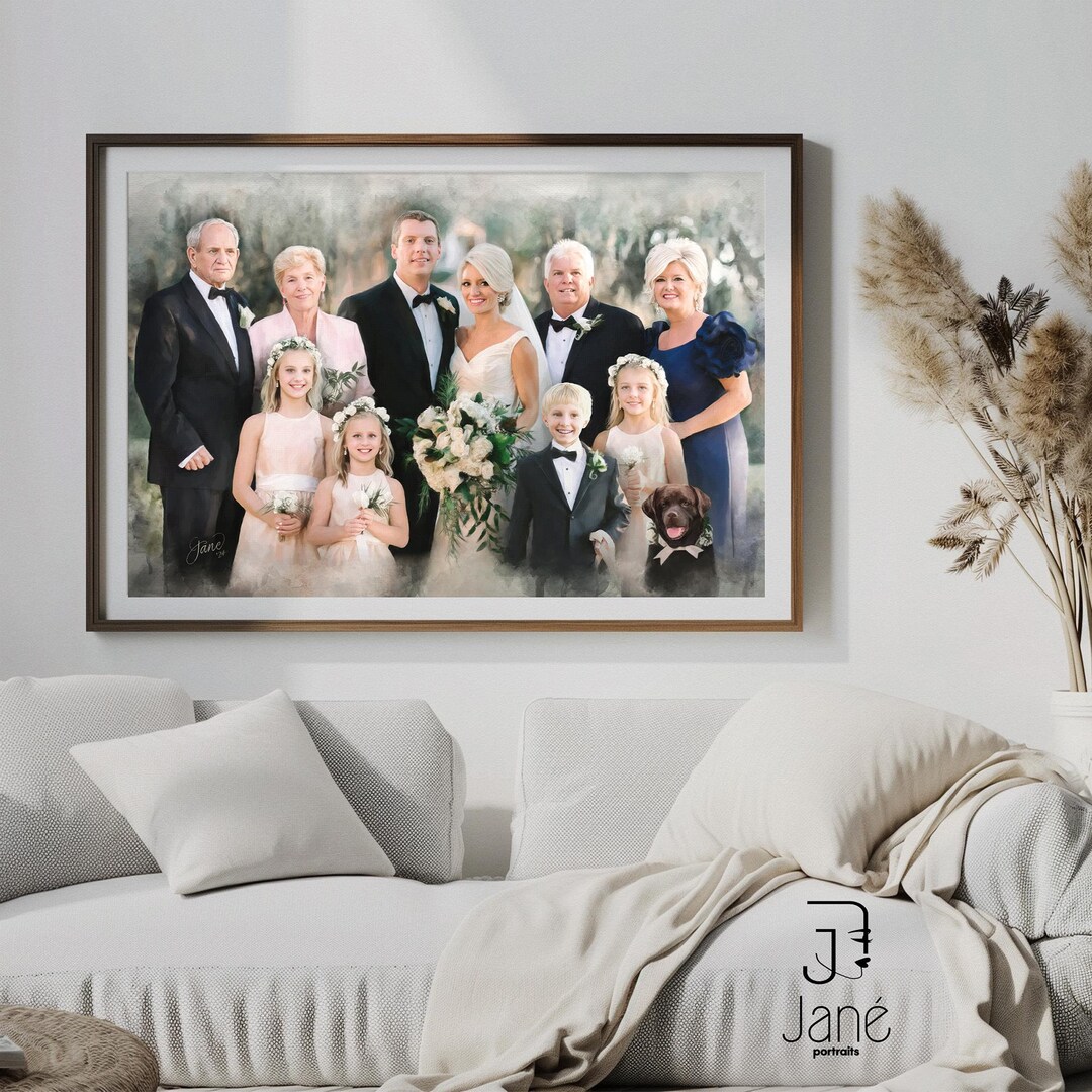 Custom Family Portrait From Photos, Digital Image Merge Painting ...