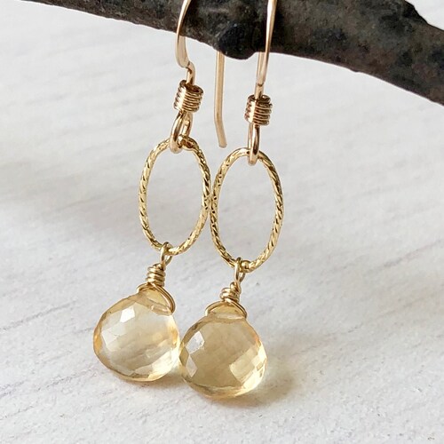 Citrine Sterling Earrings Citrine Dangle Earrings Gift for Her | Etsy