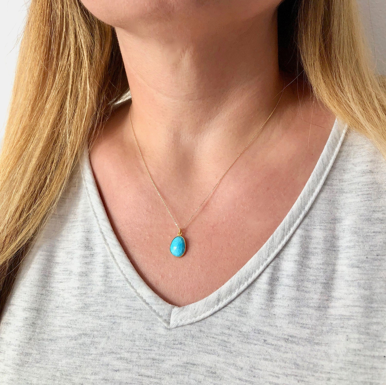 Turquoise Necklace December Birthstone Solid 14k Gold | Etsy