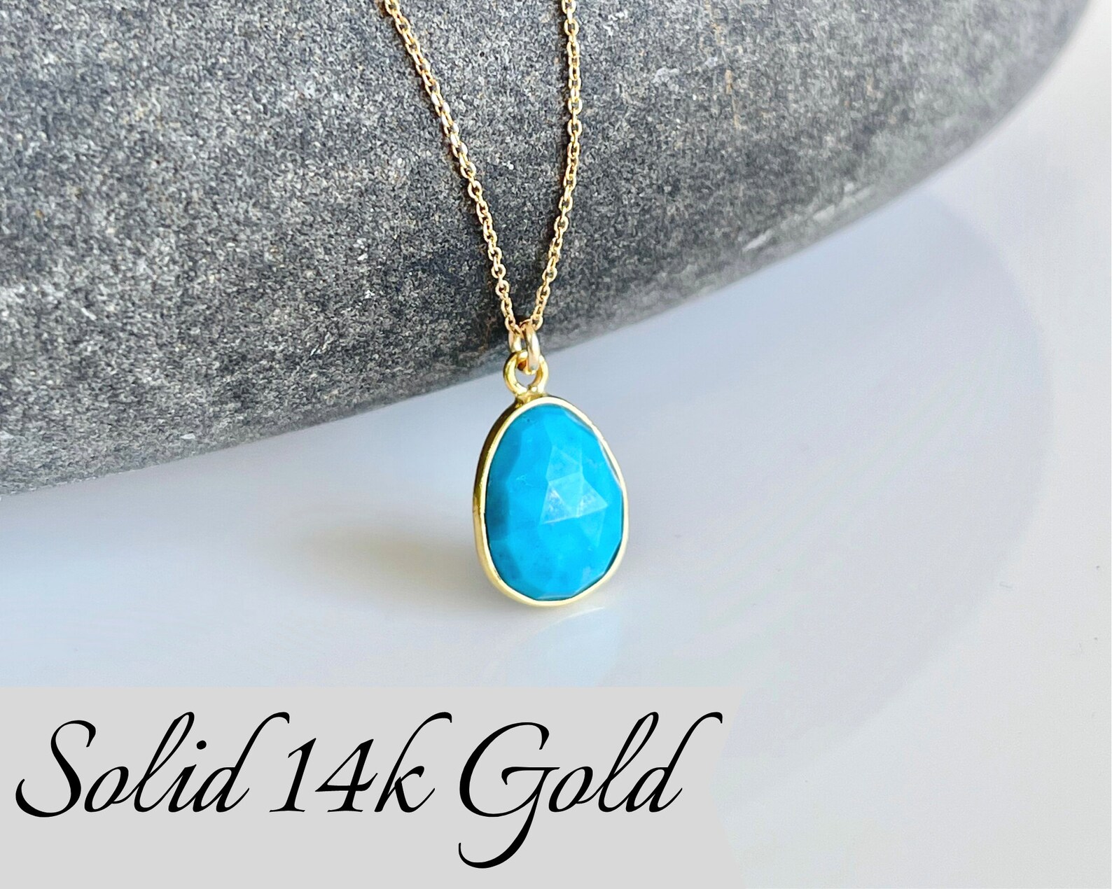 Turquoise Necklace December Birthstone Solid 14k Gold - Etsy