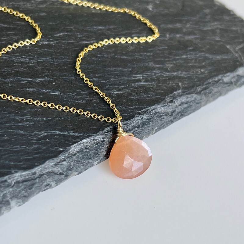 Peach Stone Necklace - Etsy