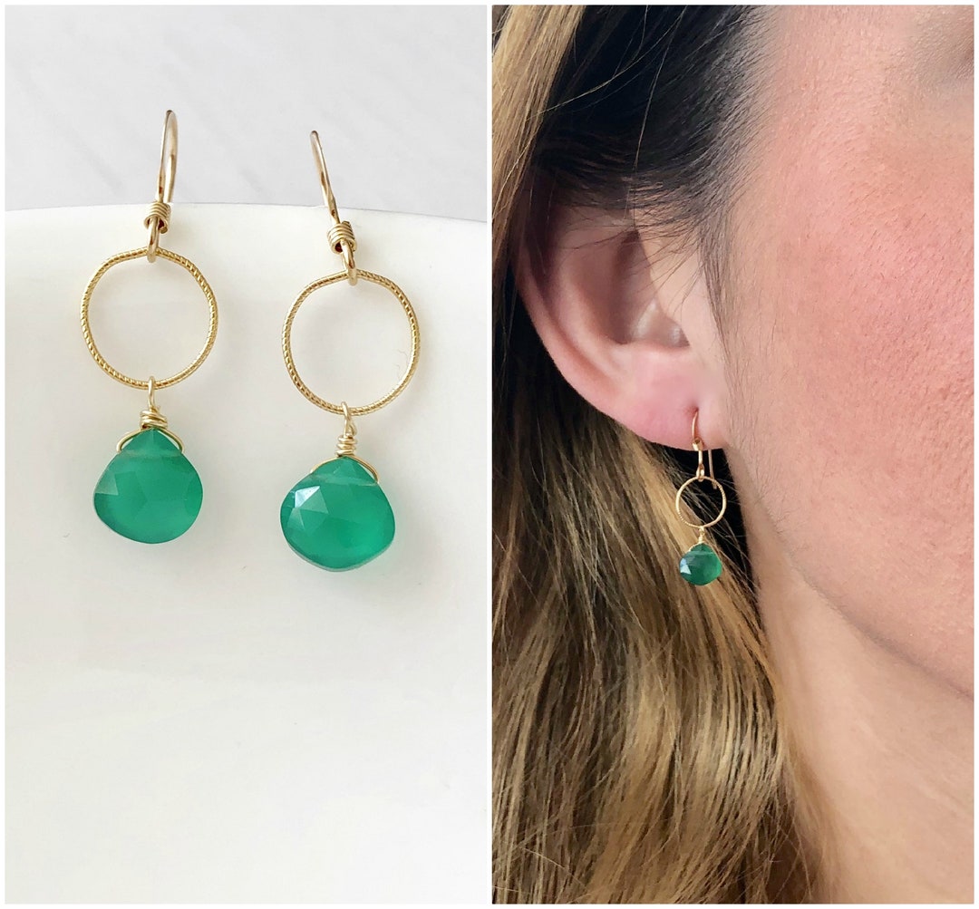 Emerald Green Earrings Dainty Green Dangle Earrings May - Etsy